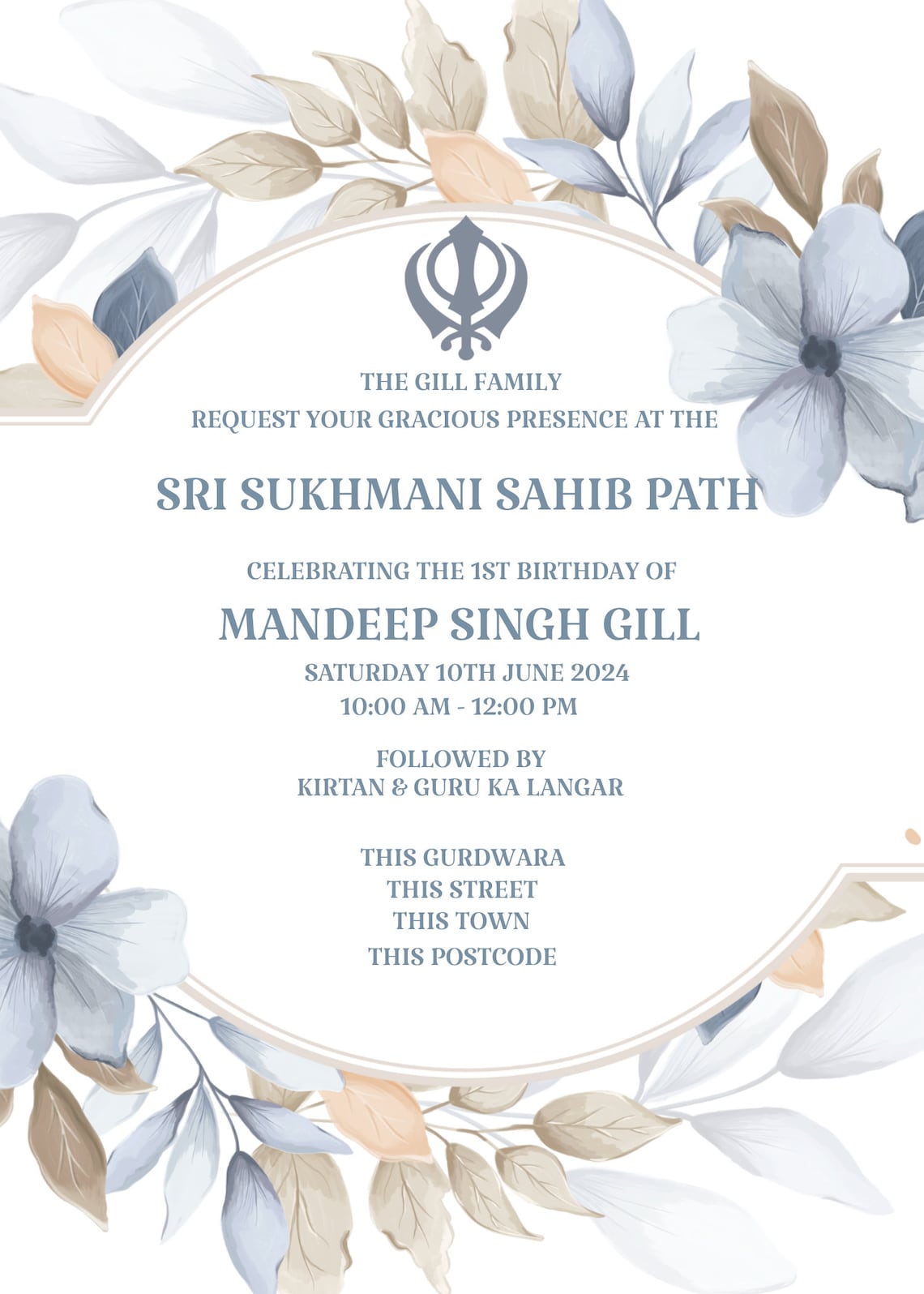 Sukhmani Sahib Path Invitation Template Digital Editable I Sukhmani ...