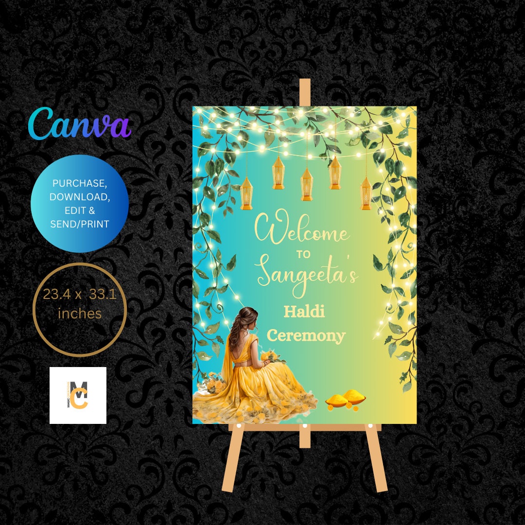 Haldi Welcome Sign, Digital Download, Indian Wedding, A1 Size, Haldi ...