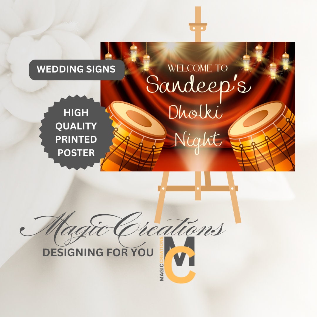 Personalized Dholki Welcome Poster: Indian Decor Sign - Etsy