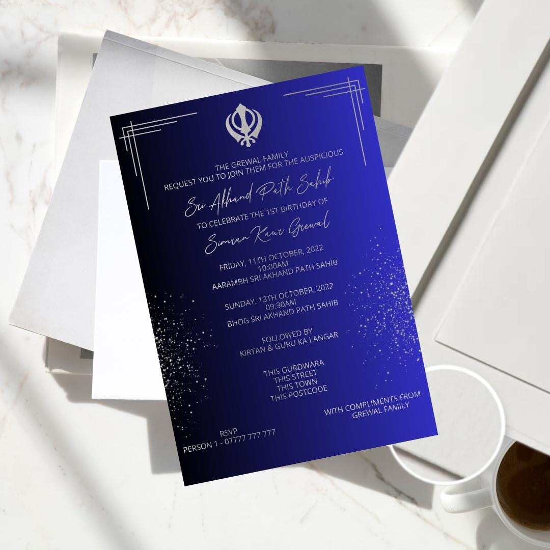 Printed Akhand Path Sahib Invitation Card With Premium Envelope, Akhand ...