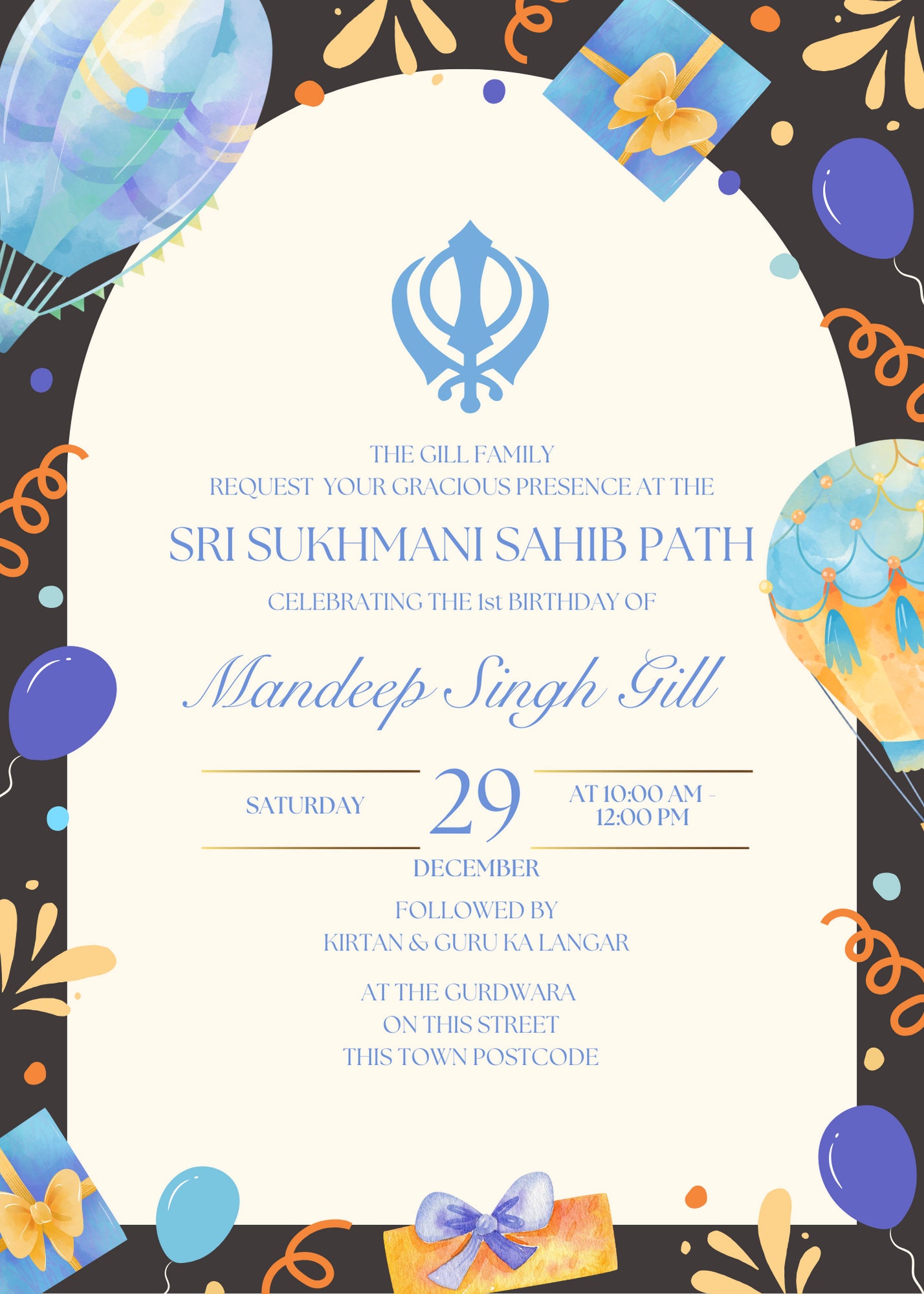 Sukhmani Sahib Path Invitation Template Digital Editable I Sukhmani ...
