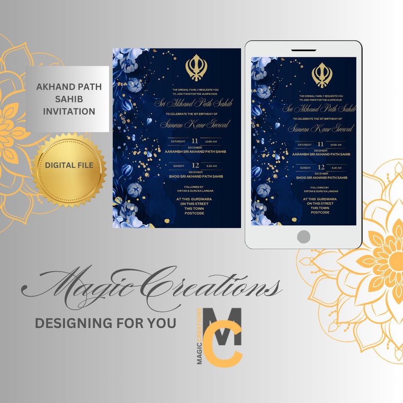 Sri Akhand Path Sahib Path Invitation Template Digital Any Age I Akhand ...