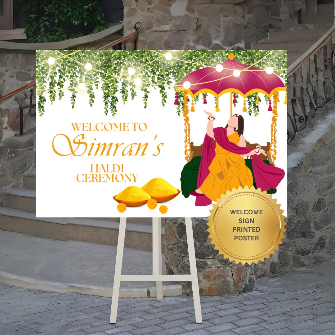 Haldi Welcome Sign, Poster Wedding Signage, Wedding Board, Poster Haldi ...