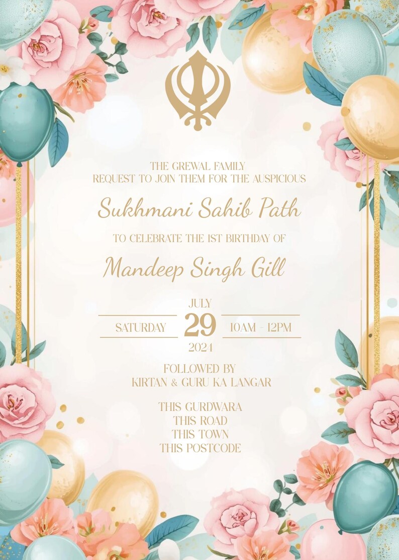 Editable Sukhmani Sahib Path Invitation, Sukhmani Sahib Path Digital ...