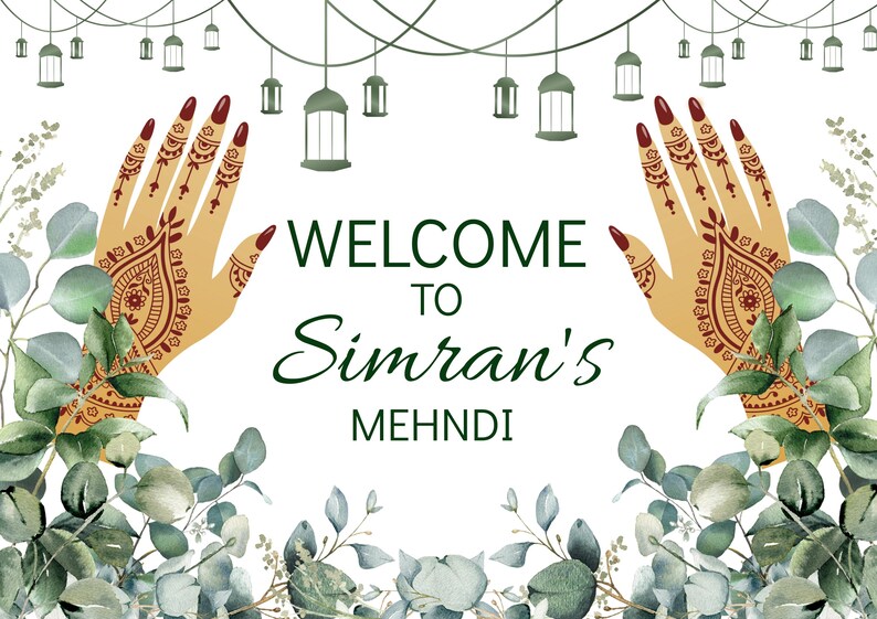 Mehndi Welcome Signs, Posters for Mehndi, Haldi and Sangeet, Mehndi ...