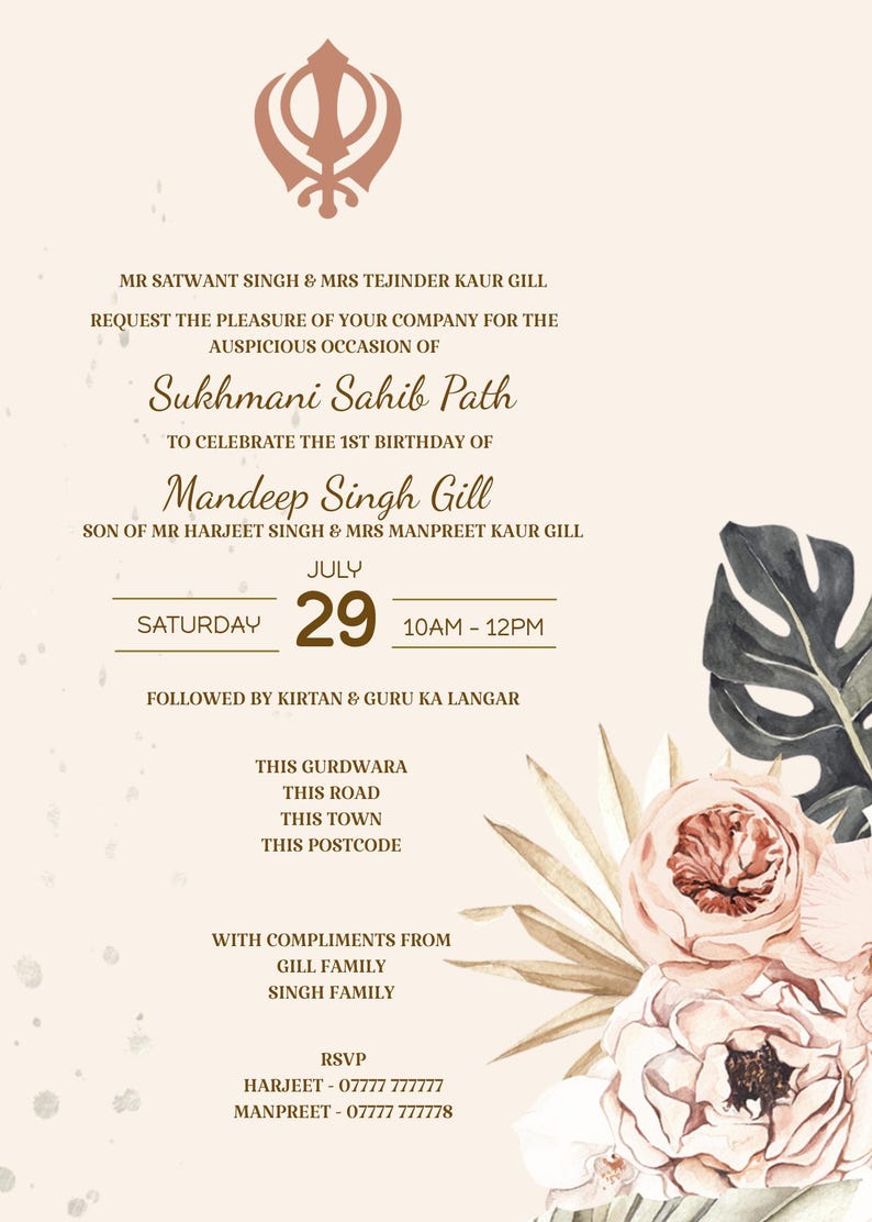 Sukhmani Sahib Path Invitation Template Digital Editable I Sukhmani ...