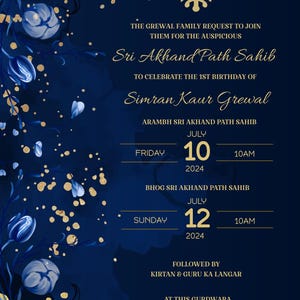 Akhand Path Sahib Path Invitation Template | Digital | Editable I ...