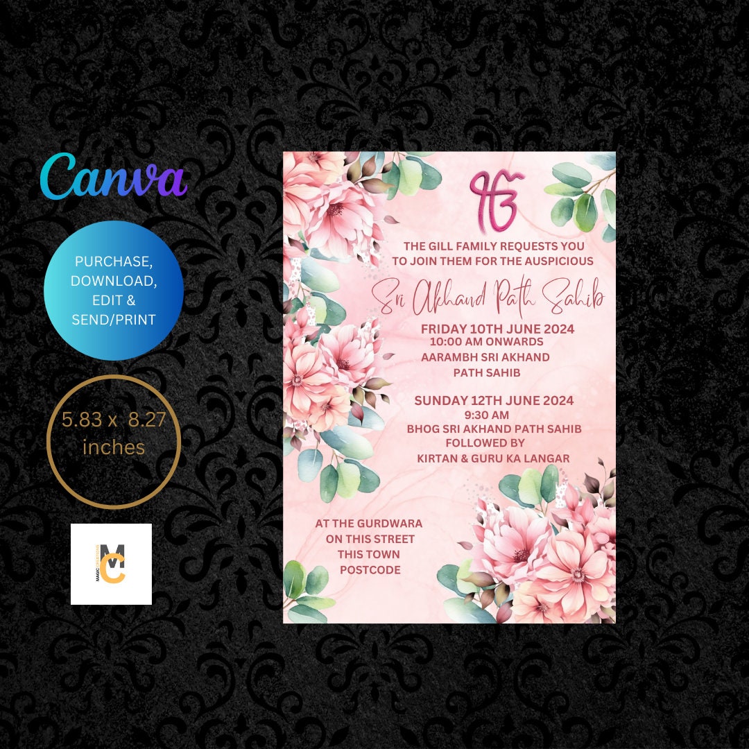 Sri Akhand Path Sahib Path Invitation Template Digital - Etsy