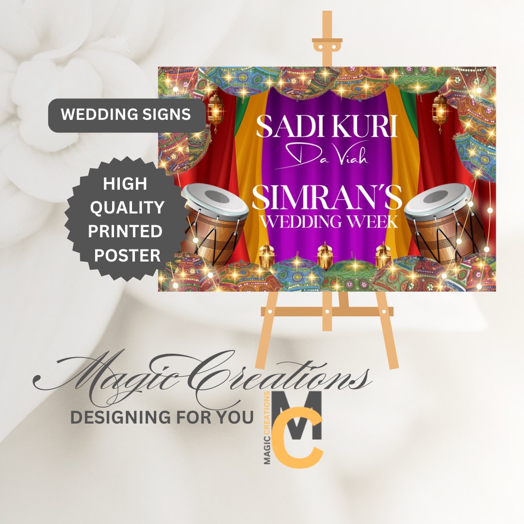 Wedding Week Punjabi Wedding Poster Sign, Sadi Kuri Da Viah, Indian ...
