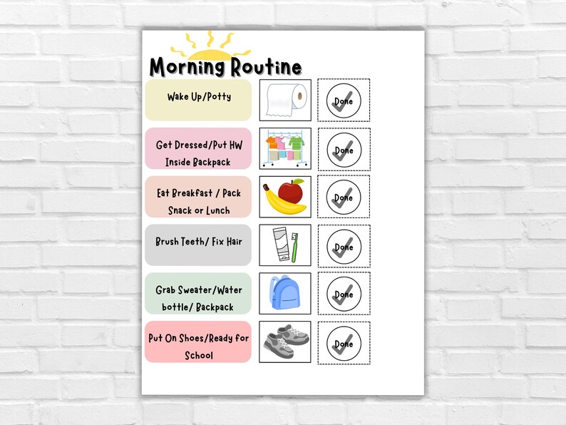 Kids Routine Chart Printable for Morning or Afternoon - Etsy