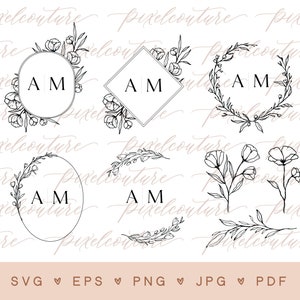 Wedding Svg Bundle, Wedding Monogram Svg Bundle, Wedding Svg, Floral ...