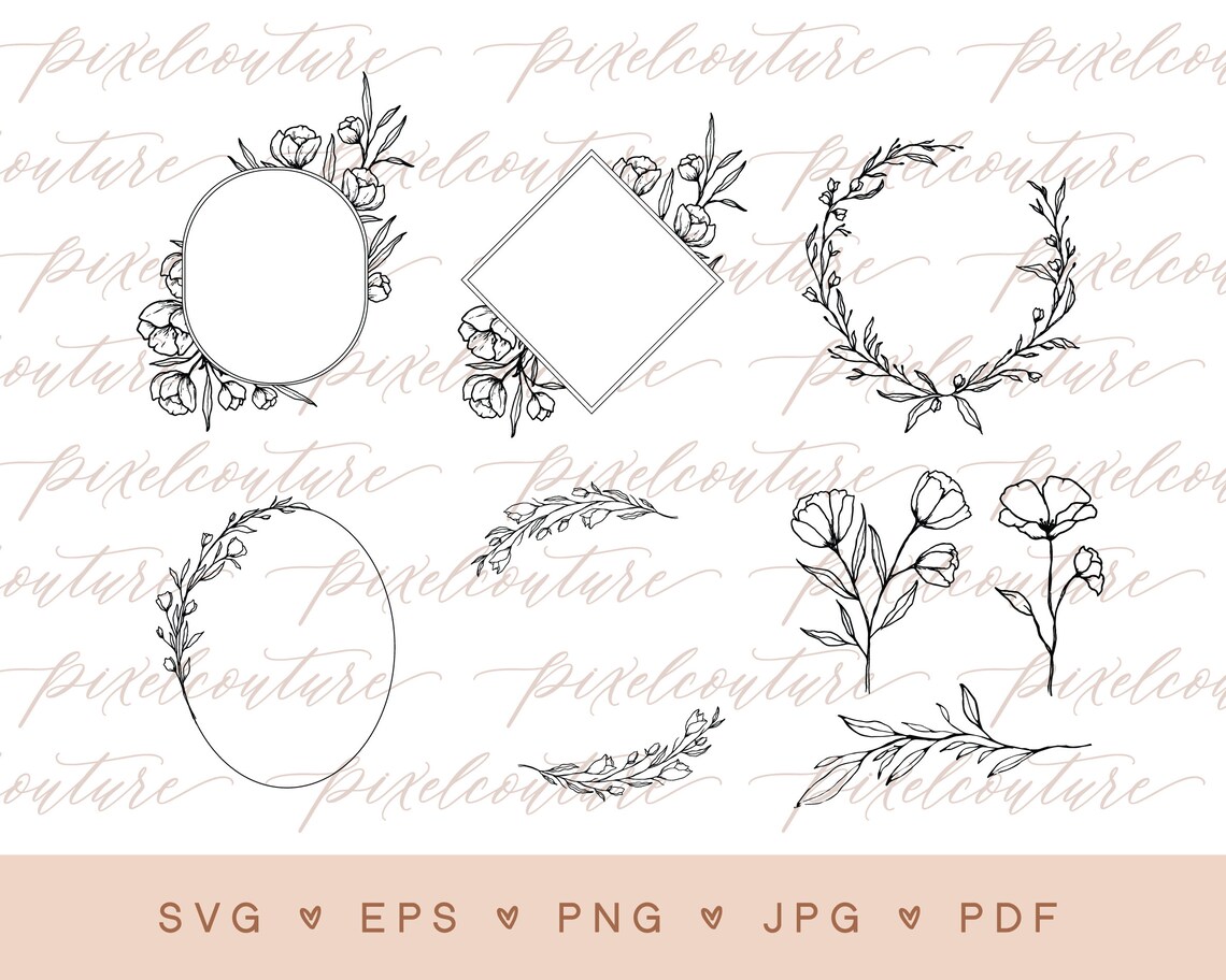 Wedding Svg Bundle, Wedding Monogram Svg Bundle, Wedding Svg, Floral ...