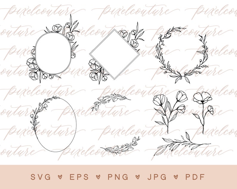 Wedding Svg Bundle, Wedding Monogram Svg Bundle, Wedding Svg, Floral ...
