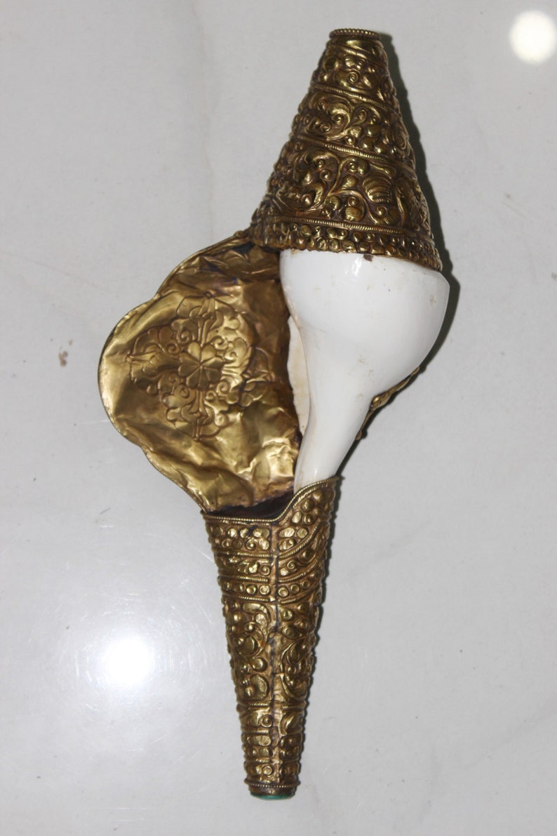 Antique Tibetan Dharma Chakra Inlay Right Conch Shell - Etsy