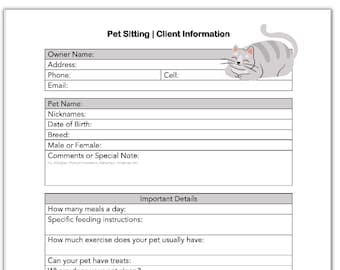 Pet Intake Form - Etsy