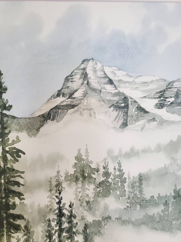 Classic Canadian Mount Robson Watercolor Art Print Winter - Etsy