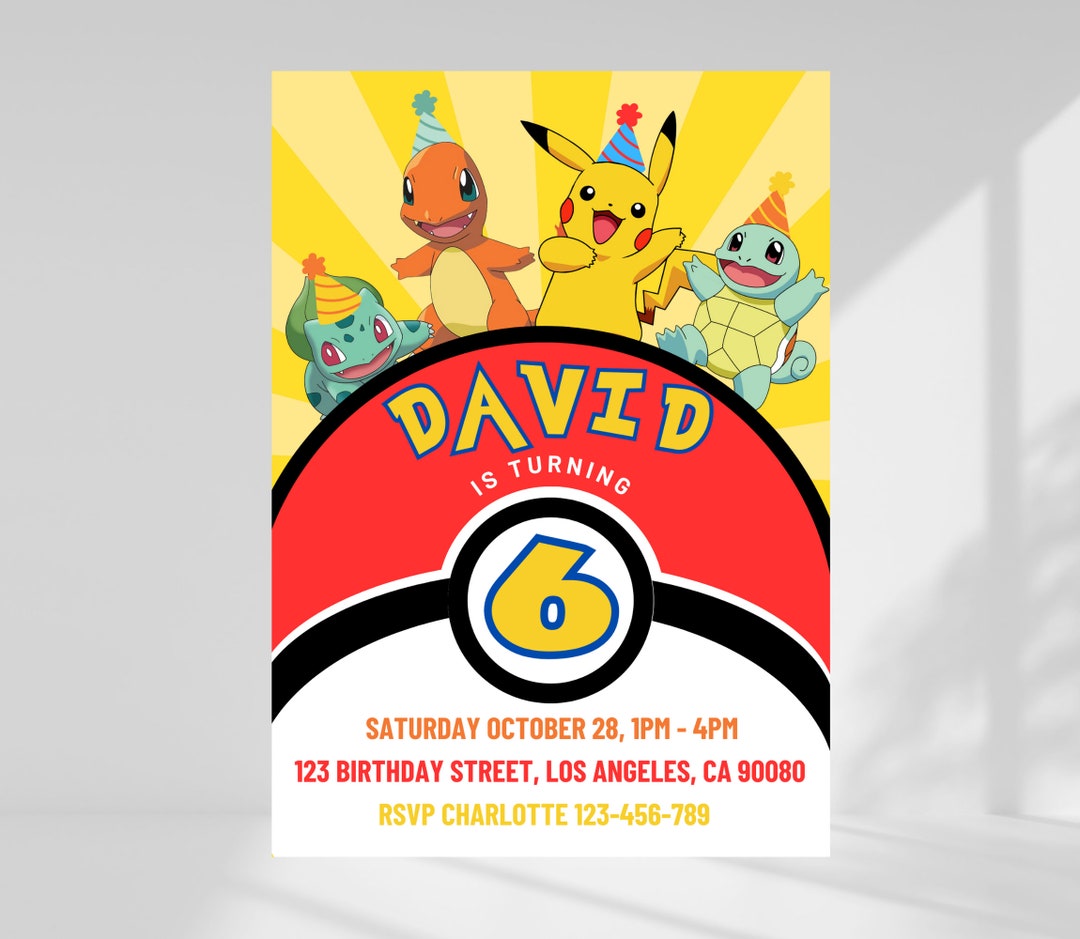 Pokemon Birthday Invitation Pikachu Birthday Invitation - Etsy