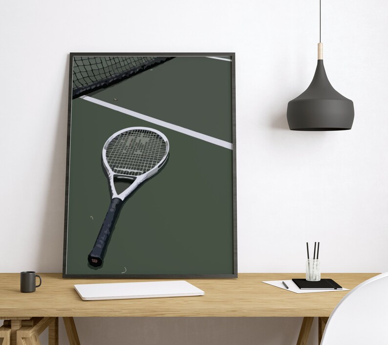 Tennis Court and Racket Wall Art | Digital Download | Printable Poster ...