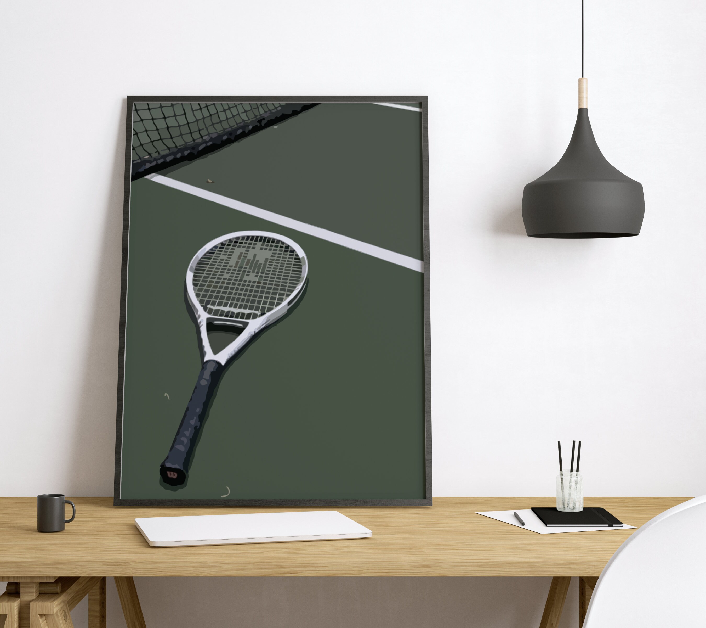 Tennis Court and Racket Wall Art Digital Download Printable Poster ...