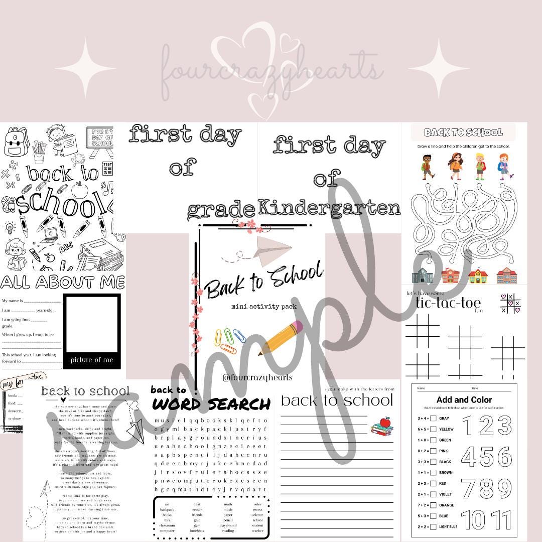 Back to School Activity Pack - Etsy