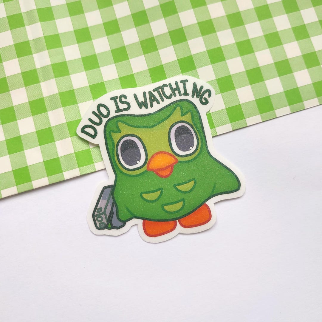 Duo is Watching - Duolingo - Vinyl Sparkly Glitter Matte Sticker - Etsy