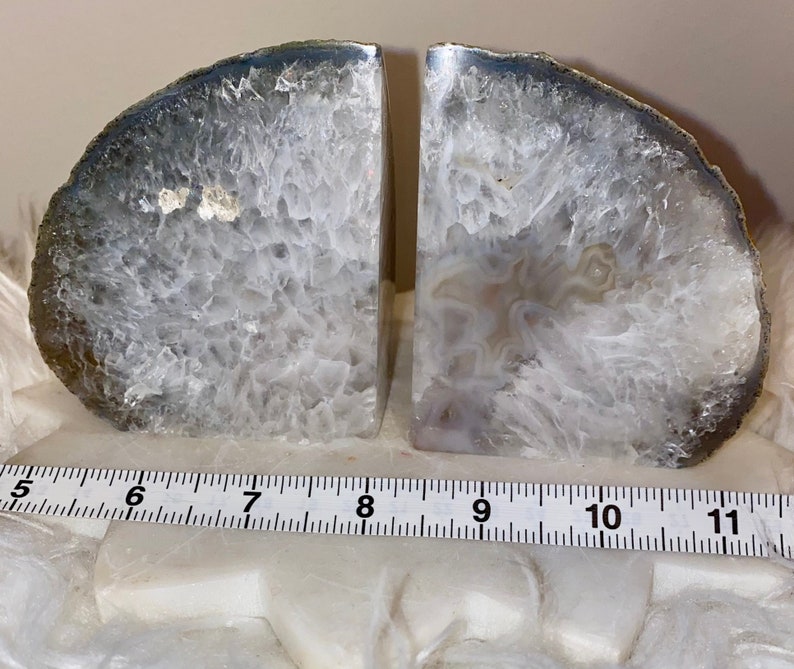 Natural Quartz Agate Bookends 3.5" Tall - Weight: 2.25 Lbs / 1.02 Kg ...
