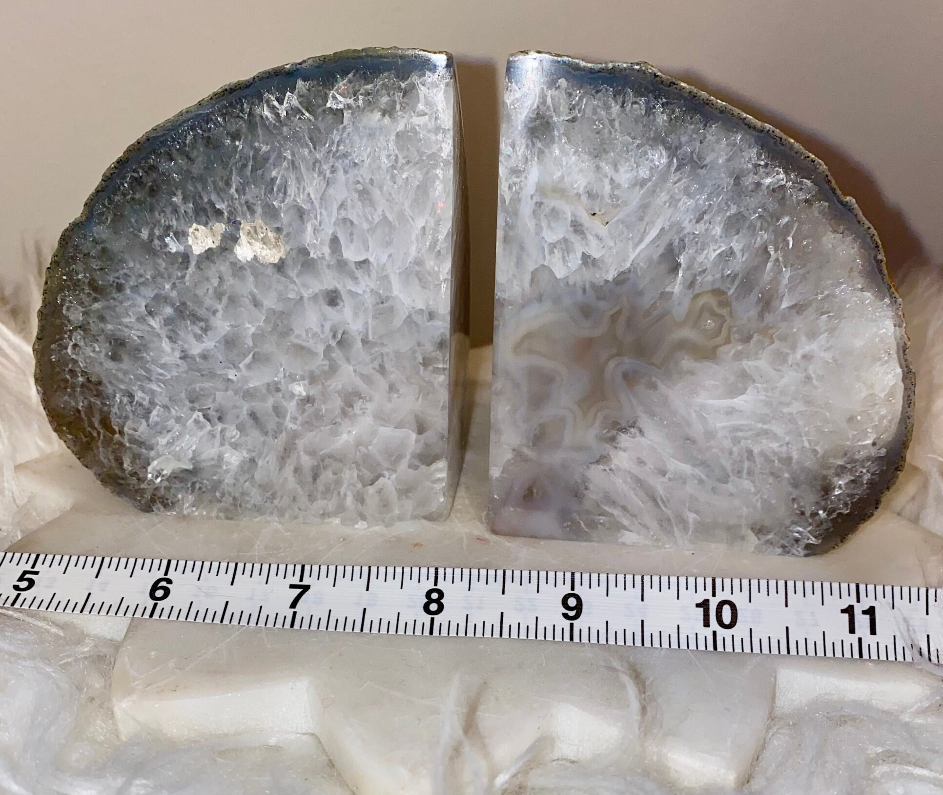 Natural Quartz Agate Bookends 3.5" Tall - Weight: 2.25 Lbs / 1.02 Kg ...