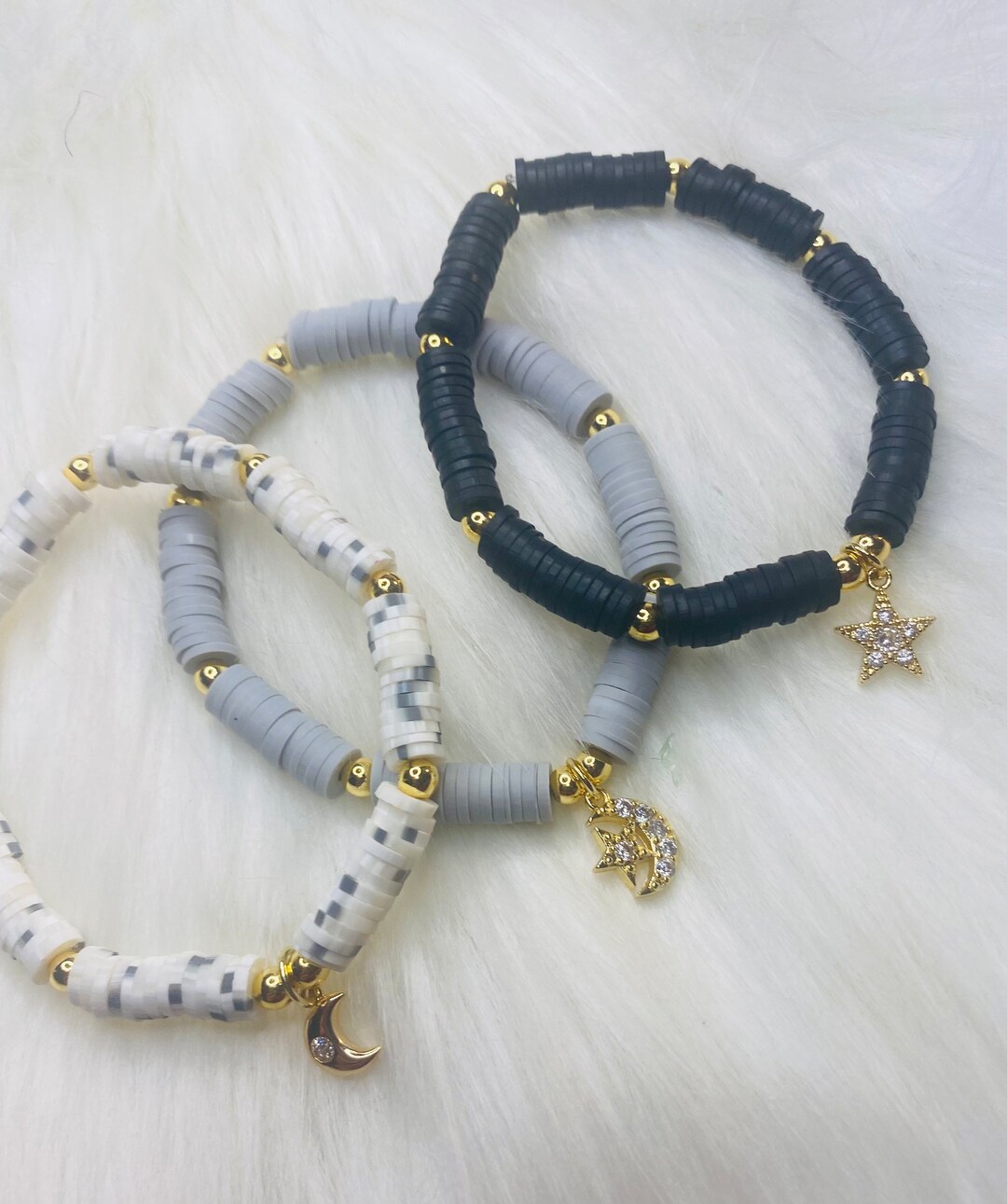 Star or Moon Heishi Clay Bracelet , Celestial Bracelet, Celestial ...