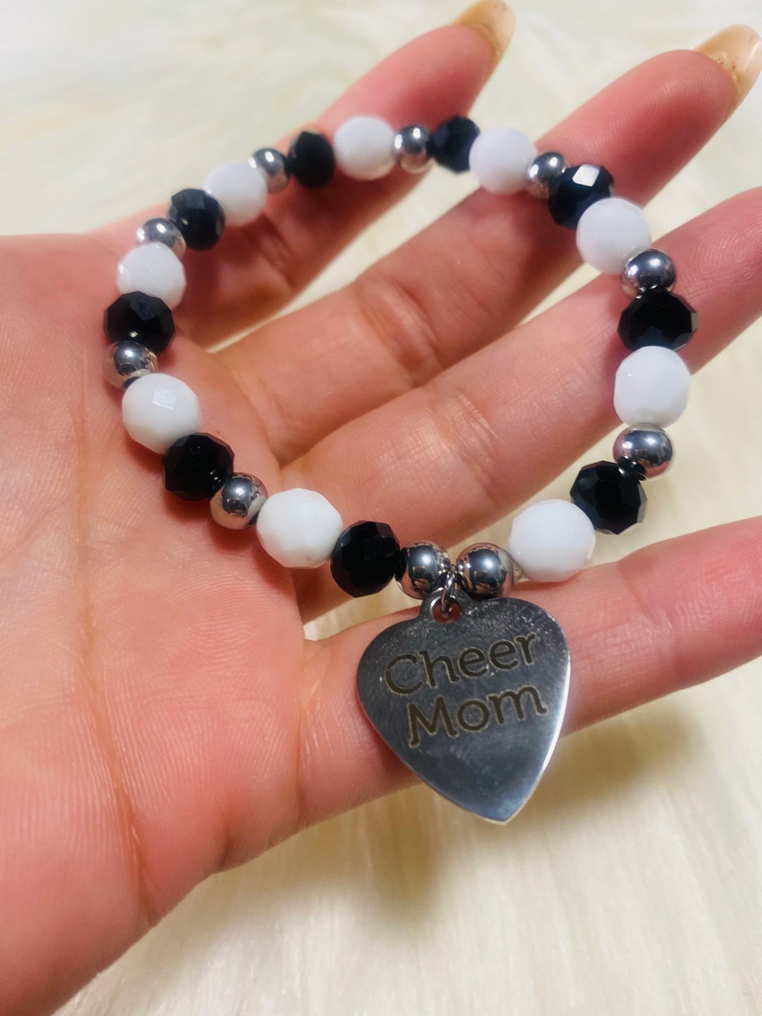 Cheer Mom Beaded Bracelets Personalized Cheerleading Bead Bracelet ...