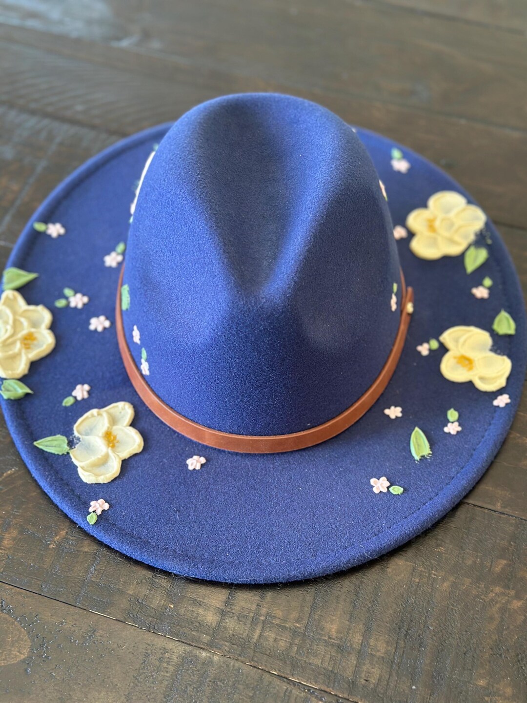Hand Painted Hat - Blue - Etsy