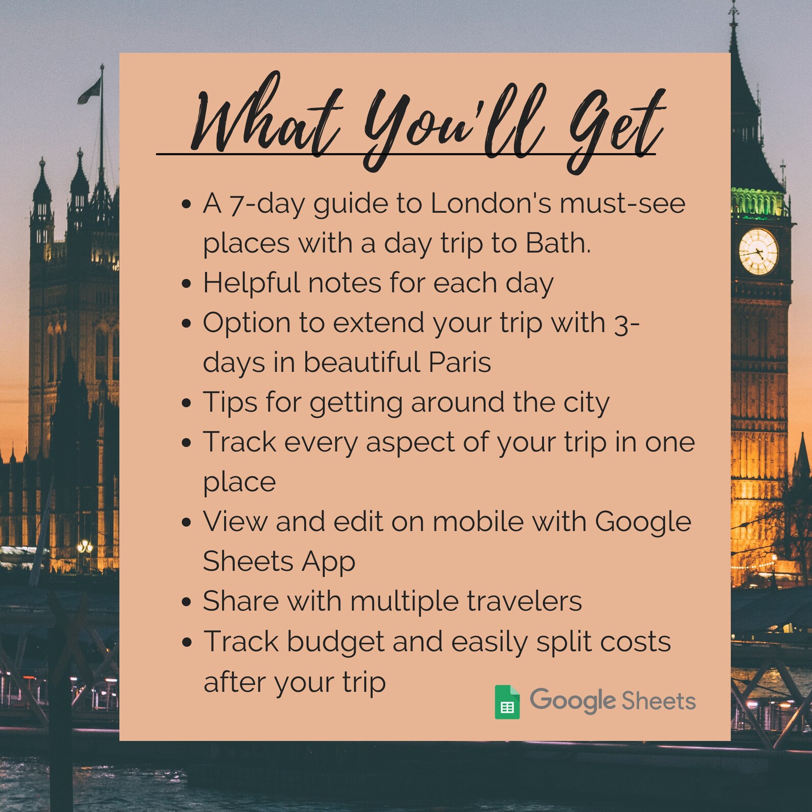 Editable London Itinerary & Travel Planning Template | Optional 3-days ...