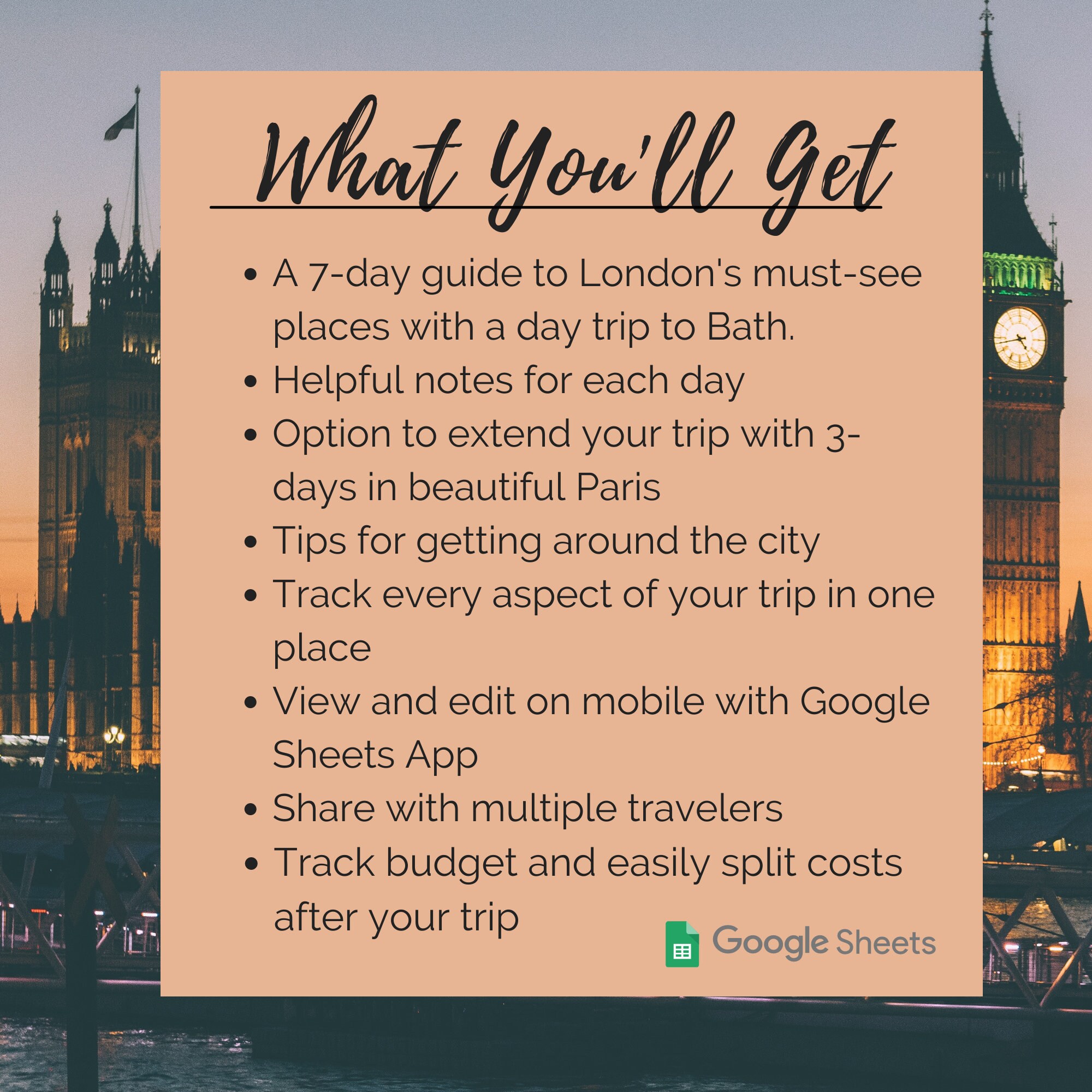 Editable London Itinerary & Travel Planning Template | Optional 3-days ...
