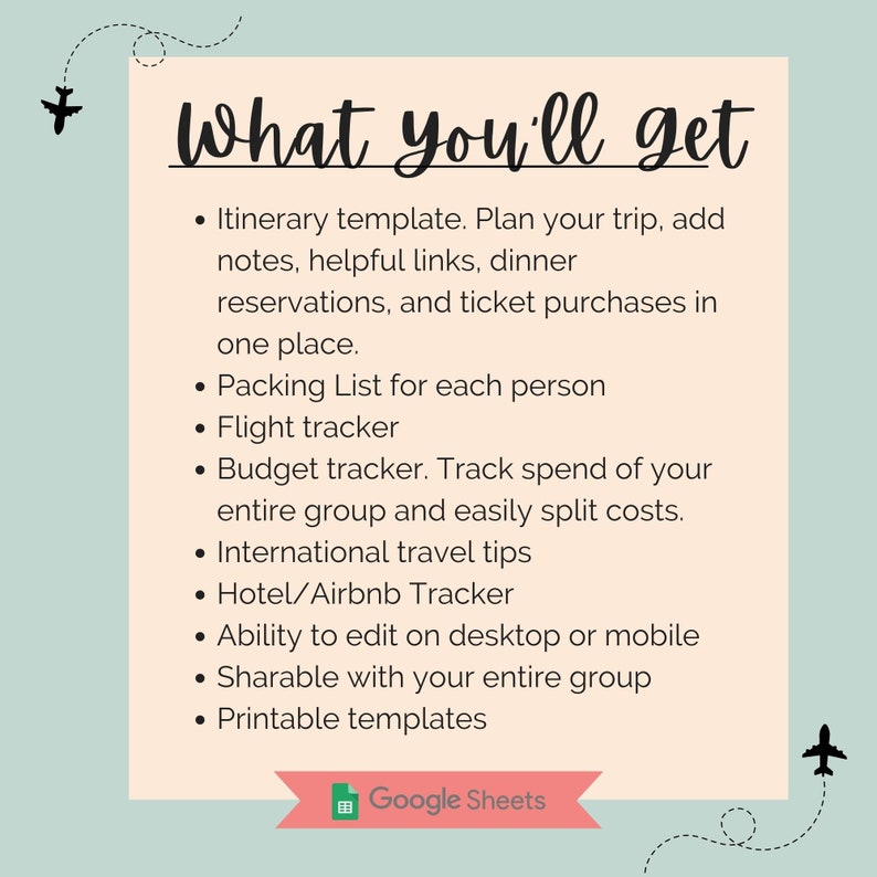 Travel Itinerary Template Google Docs Customizable Printable Sharable ...
