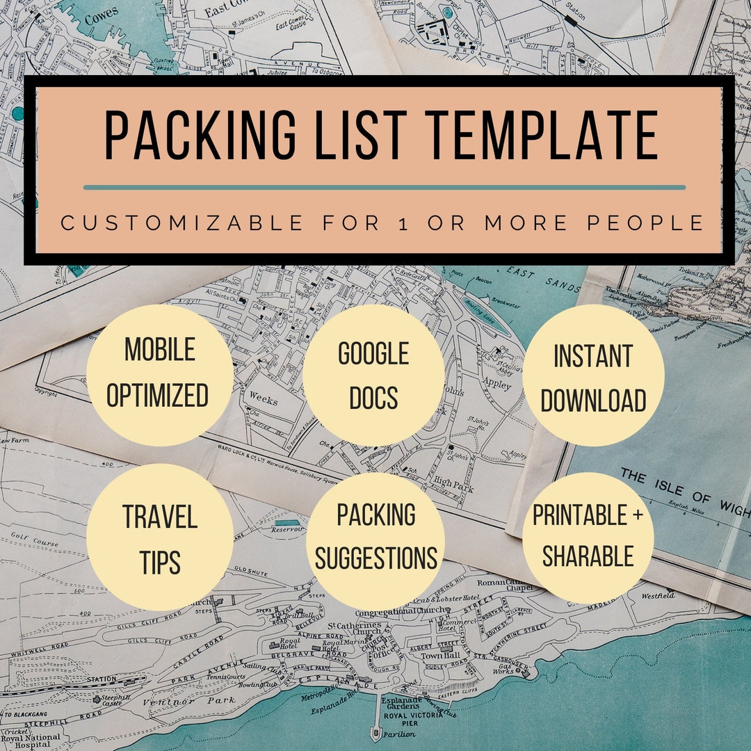 Digital Vacation Packing List Template + Checklist | Google Sheets ...