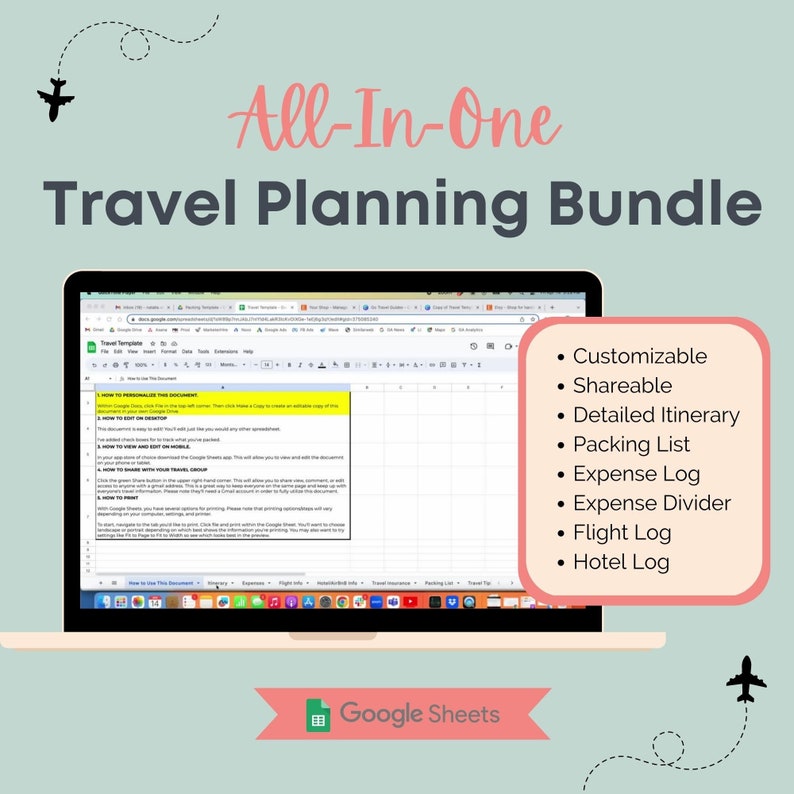 Travel Itinerary Template | Google Docs | Customizable + Printable ...