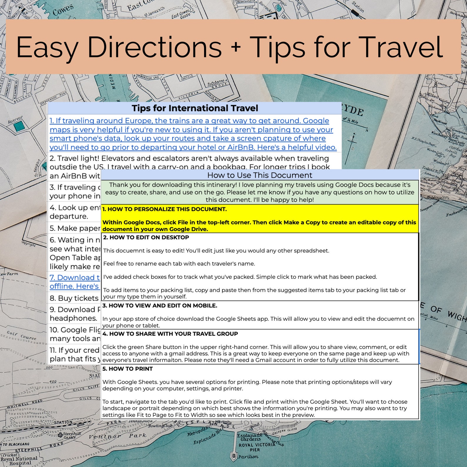 Digital Vacation Packing List Template + Checklist | Google Sheets ...