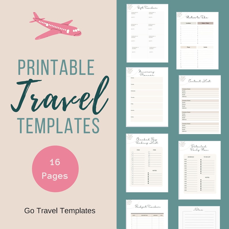 Printable Travel Planning Template | Instant Download | Travel ...