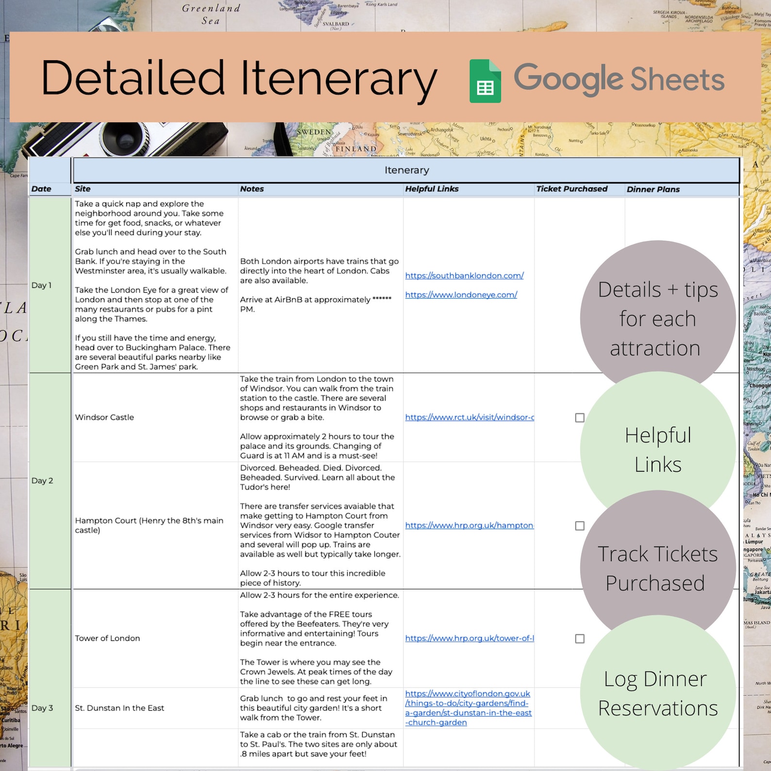 Travel Planning Template | Google Sheets | Printable Templates ...