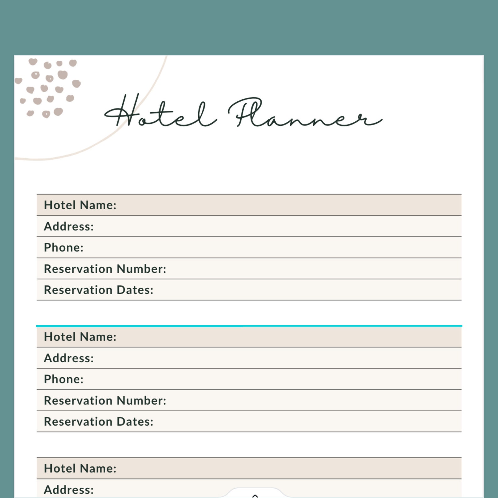 Printable Travel Planning Template | Instant Download | Travel ...