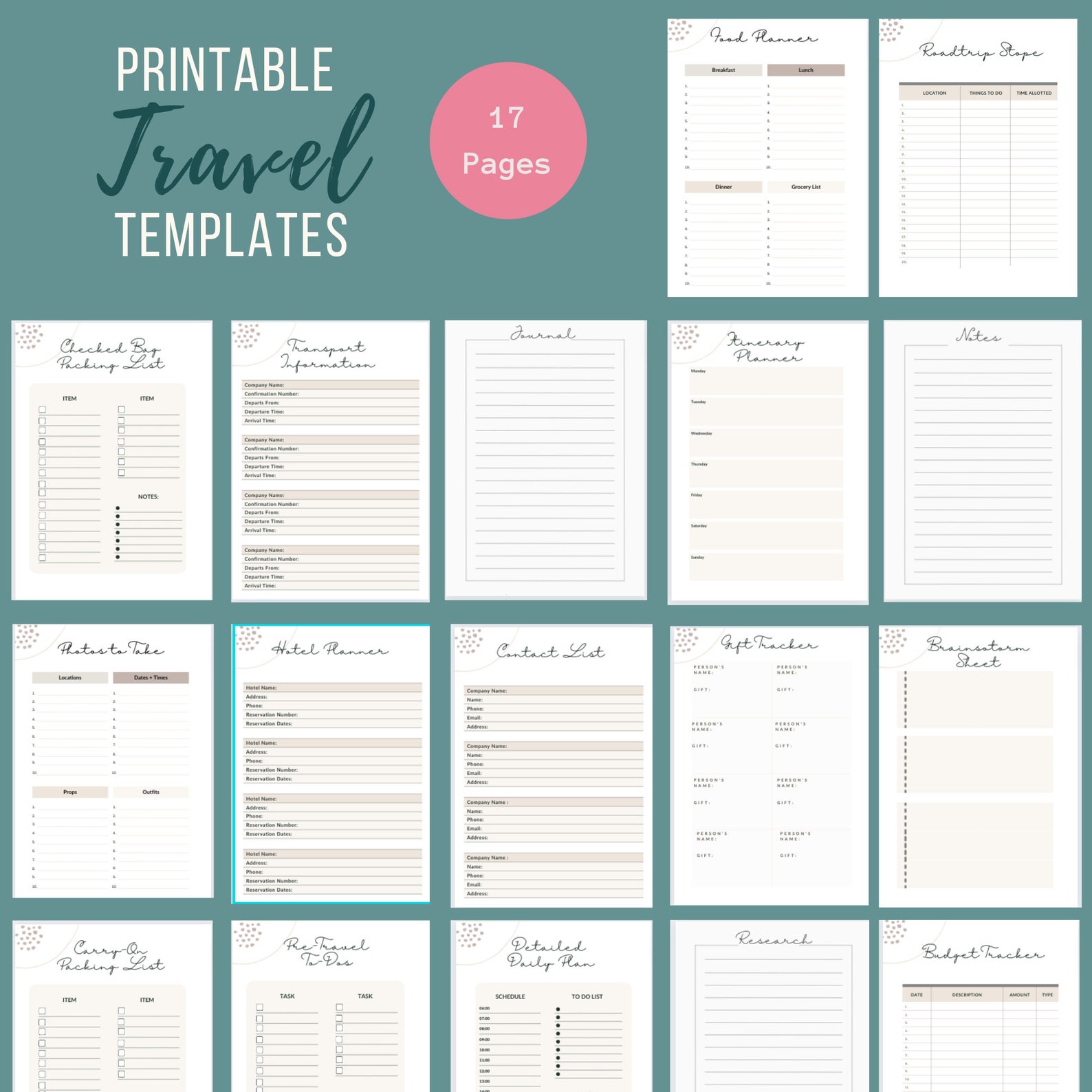 Printable Travel Planning Template | Instant Download | Travel ...