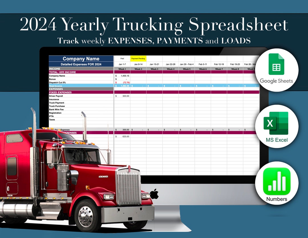 Trucking Spreadsheet - Etsy