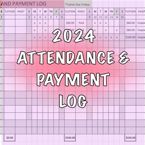 Home Daycare Attendance and Payment Log - Etsy