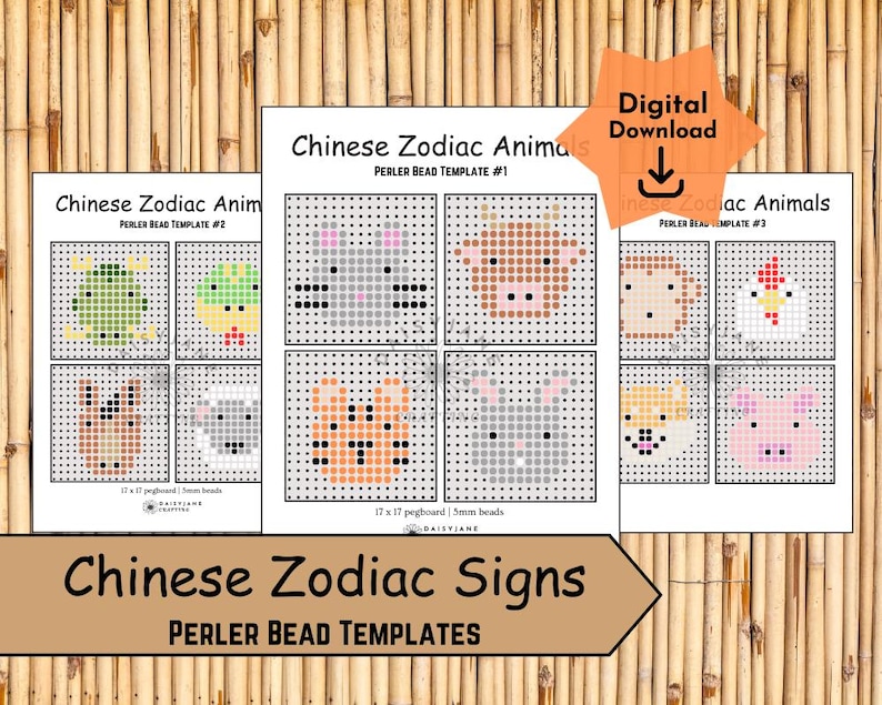 Chinese Zodiac Sign Perler Bead, Hama Bead, Fuse Bead Bundle | Animal ...