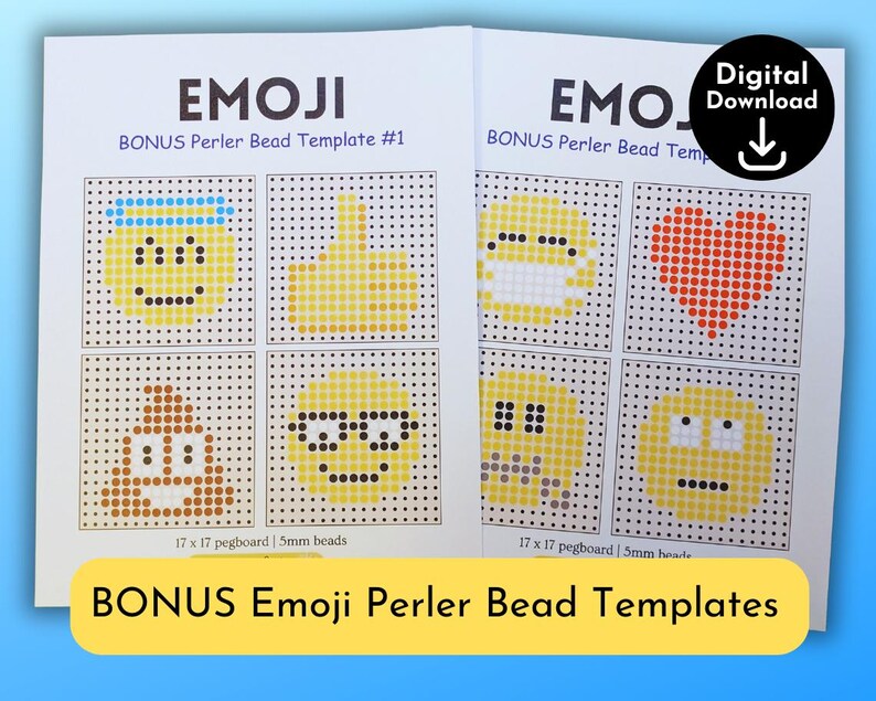BONUS Emoji Perler Bead, Hama Bead, Fuse Bead Bundle | Emoji Crafts for ...