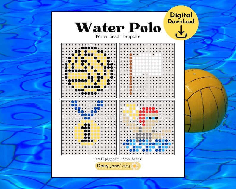 Water Polo Perler Bead Template | Digital Download | Fuse Beads, Hama ...