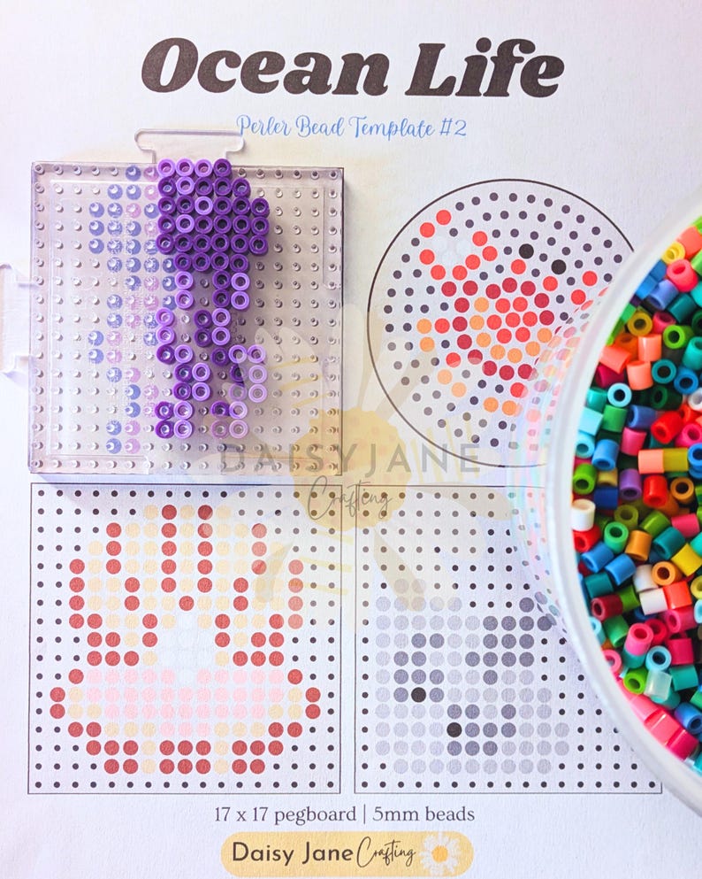 Ocean Life Perler Bead Templates | Fuse Bead Patterns (digital Download ...