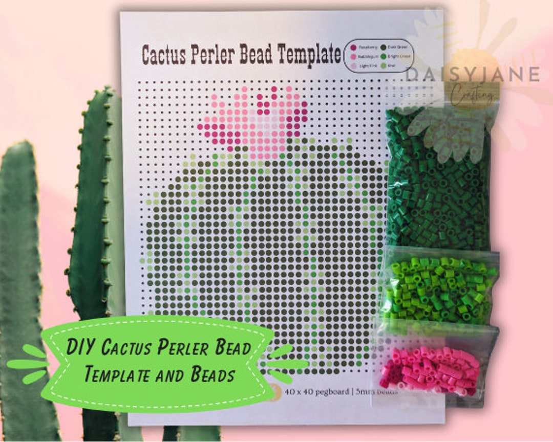 DIY Cactus Perler Bead Kit With Beads and Template Hama Beads Fuse ...