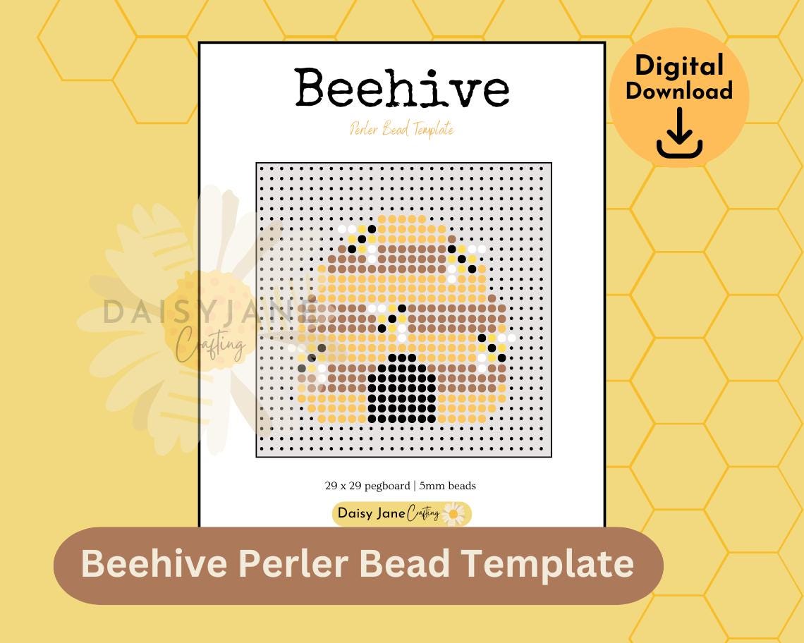 Beehive Perler Bead Template | Fuse Beads, Hama Beads | Honeybee Craft ...