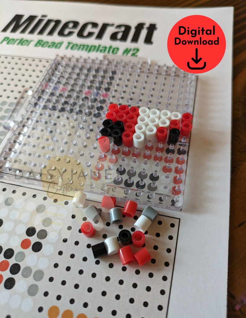 Minecraft Perler Bead, Hama Bead, Fuse Bead Bundle | Steve Creeper ...