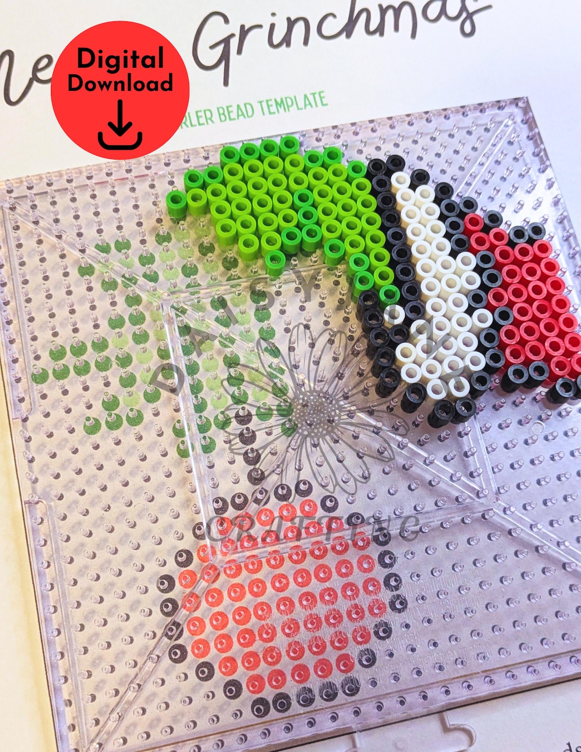 Grinch Christmas Perler Bead Pattern, Kids Craft (digital Download) - Etsy